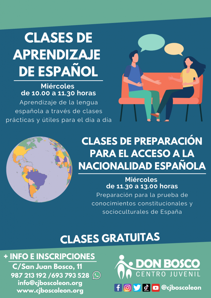 Clases Español y Preparación Nacionalidad - Centro Juvenil Don Bosco León